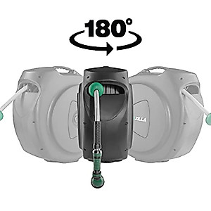 AQUAZILLA Retractable Garden Hose Reel 65FT +6FT 5/8", Durable Wall Mounted Water Hose Reel- Smooth Automatic Rewind, Lock Hose in Any Lenght, 180¡ã Swival Bracket, 9 Pattern Sprayer.