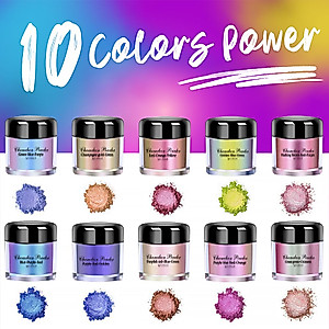 OSBANG 10 Colors Chameleon Mica Powder Color Shift Pigment Powder for Epoxy Resin Painting Soap Making Bath Bombs Candle Making Slime(0.1oz/jar)