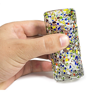 MEXART Artisan Crafted Hand Blown 6 Different Design Collection Recycled Glass Shots Glasses, 2 oz. 'Classic' (set of 6)