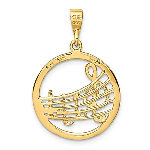 Solid 14k Yellow Gold Musical Notes Pendant Charm - 28mm x 19mm
