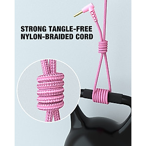 ELECDER i45 On-Ear Headphones with Microphone - Foldable Stereo Bass Headphones with No-Tangle 1.5M Cord, 3.5MM Jack, Portable Wired Headphones for School/Kids/Teens/Smartphones/Travel/Tablet - Pink