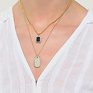 Dog Tag Necklace for Women Gold Medallion Necklace Gold Pendant Necklace Gold Layered Necklace for Women Layering Necklace Dainty Necklace Diamond Necklace