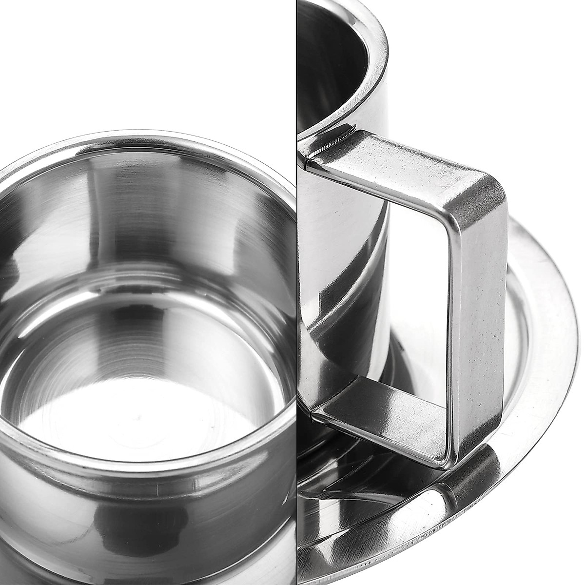 ZENFUN 4 Pack 6.8 Oz Stainless Steel Coffee Cups Set Espresso Cups, Double Walled Coffee Mugs Drinkware for Latte, Cappuccino, Milk, Tea