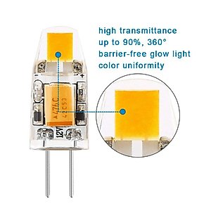 Lxcom Lighting G4 LED Bulb 1W 12V LED Light Bulb T3 10W Halogen Replacement Bulb G4 Bi-Pin Base Warm White 3000k No Flicker for Landscape Lighting,10 Pack