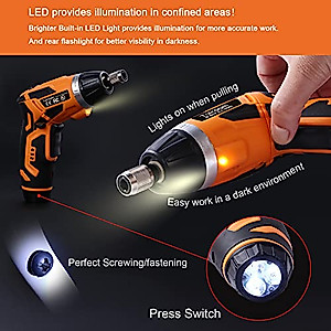 Tulroom Power Screwdriver Electric Screwdriver 3.6V 2000mAh Electric Screwdriver Rechargeable, Adjustable Position Handle, 31pcs Screwdriver Bits 6+1 Torque Setting Front&Rear Light