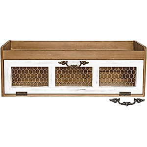Felt Creative Home Goods Farmhouse Chicken Wire Countertop Shelving Cabinet Decor Organizer with Pull Down Door Country Style Bathroom or Kitchen Storage Space Saver for Decorative Display Brown