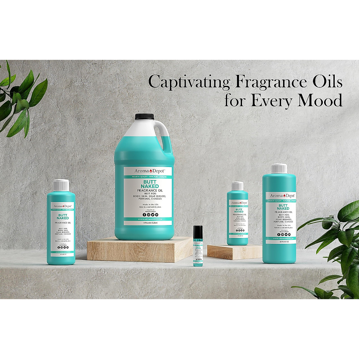 Aroma Depot 4 oz. Butt Naked TypeFragrance Oil I Perfume I Skin Oil I Scented Oil. DIY Projects Such as Candles, Bath Bombs, Body Butters, Creams & Lotions. for Diffuser, Burners, or Warmers.