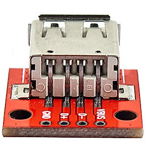 jujinglobal 10pcs USB a Male or Female Breakout Board 4 pins 2.54mm Output with 2 Types Male pins 90 and 180 Degree… (A Female Breakout (10pcs))