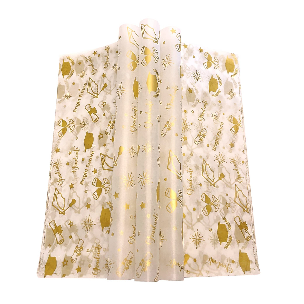 Suiwen 150pcs Graduation Gold Wax Paper Sheets Sandwich Wrapping Paper, Greaseproof Wrap Paper Parchment Papers Air Fryer Disposable Paper Liner Food Basket Liners for Outdoor Picnic (Gold Graduation)