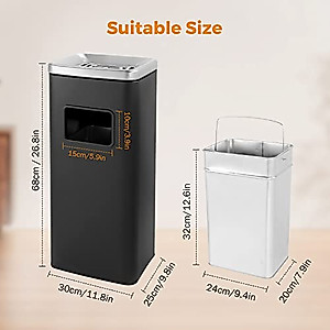 BEAMNOVA Trash Can Indoor Outdoor Stainless Steel Commercial Garbage Can Industrial Garbage Enclosure Inside Cabinet with Lid Waste Container, Color Black, 30 * 25 * 68 cm / 11.8 * 9.8 * 26.8 in
