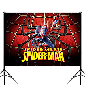 Spider Birthday Decorations, Superhero Spider Party Supplis include Plates Napkins Tablecloth Hanging Swirls Garland for Banner, Kids Birthday Party Supplies