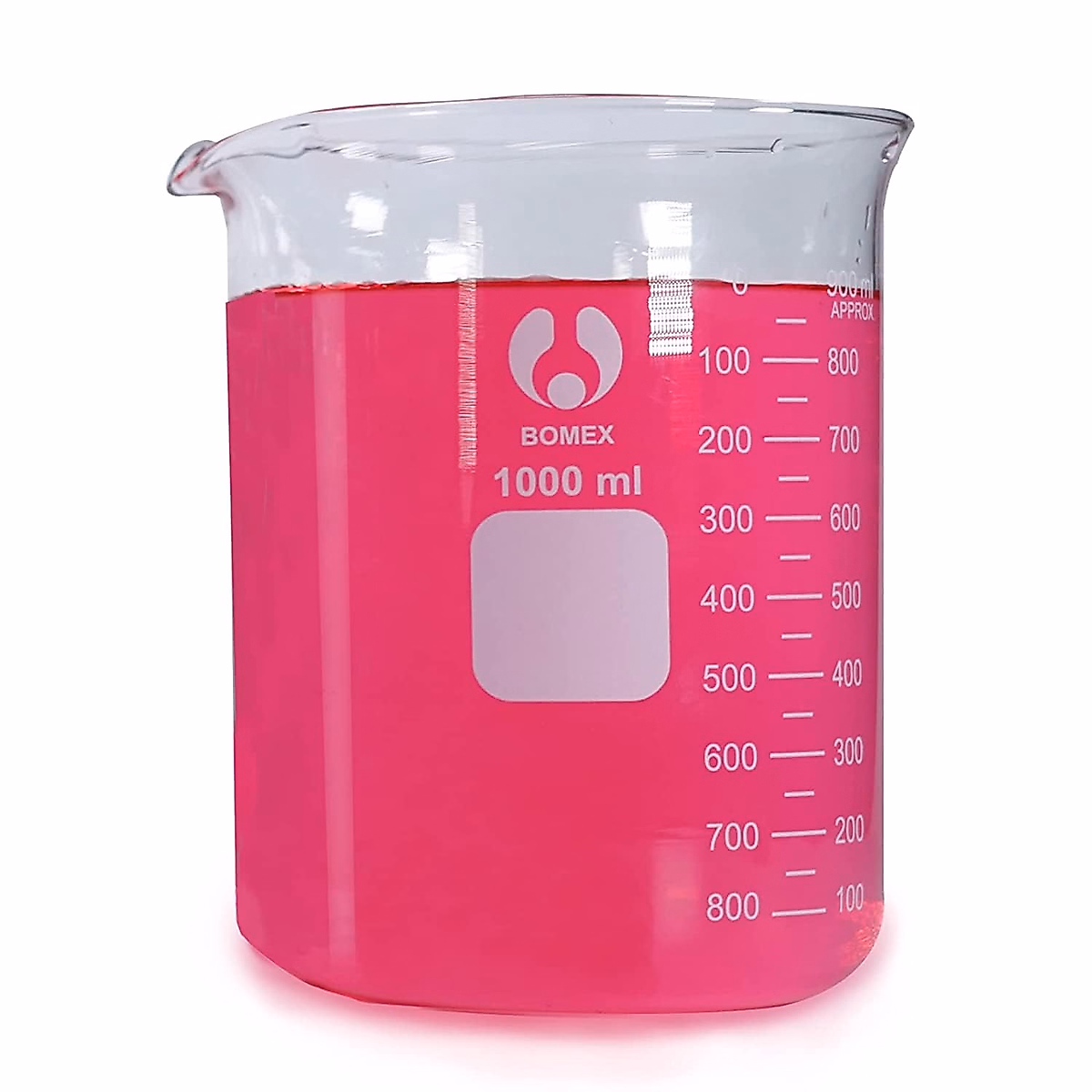 Bomex Scientific 1000ml Glass Beaker 3.3 Borosilicate Glass Double Scale Graduated…