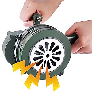 Saladulce Hand Crank Siren Horn Manual Operated Metal Alarm Handheld Air Raid Siren Portable Loud Manual Siren Emergency Safety (Green)