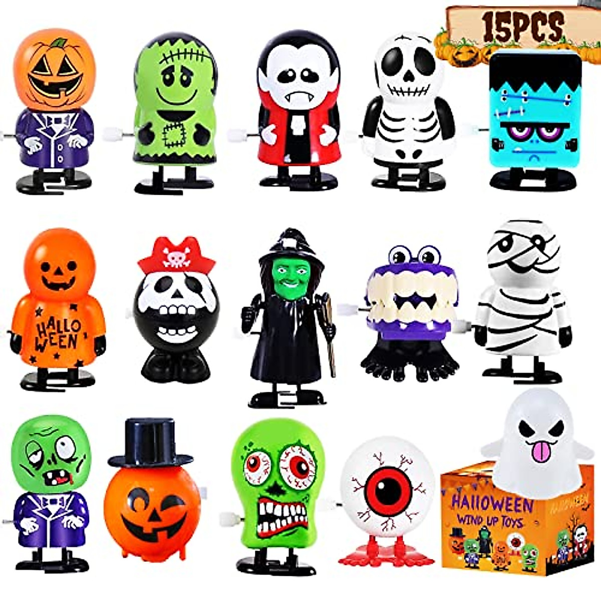 Uniqhia Halloween Wind-up Toys, 15PCS Clockwork Toys Supply for Party Favors Boys Girls Kids