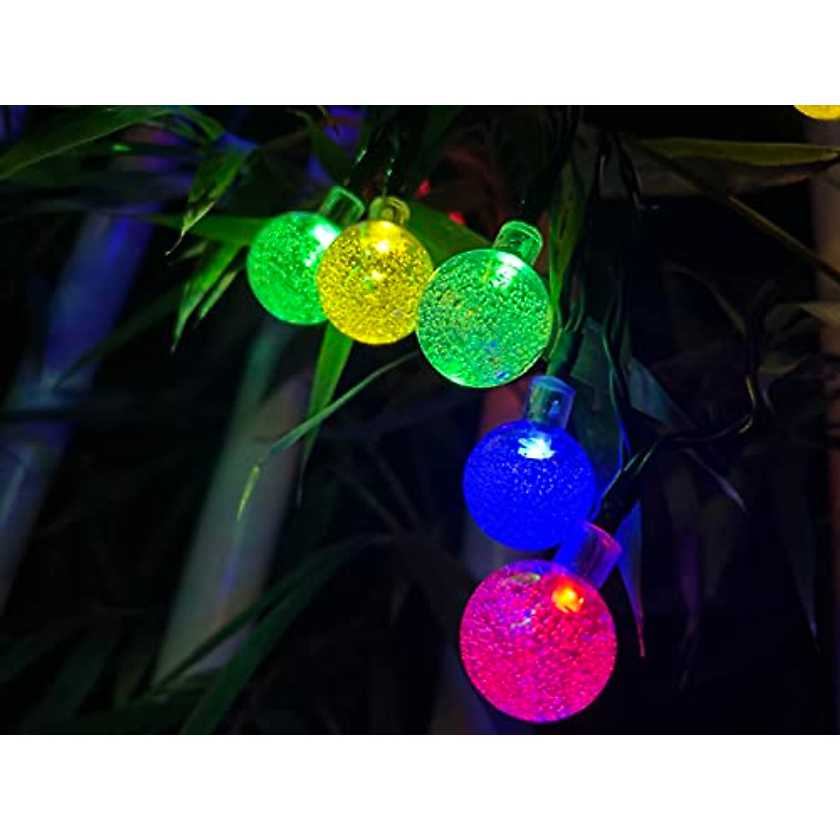 SPLOcolor Solar String Lights Outdoor, 20ft Waterproof 30 LEDs 8 Modes Crystal Globe Solar String Fairy Lights Backyard Patio Christmas Lights for Holiday Party Gardens Backyard Wedding (Multicolor)