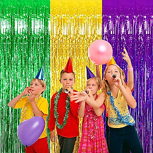 Mardi Gras Decorations Fat Tuesday Decorations Mardi Gras Party Decorations Mardi Gras Decor Mardi Gras Party Backdrop Purple Green Gold Foil Fringe Curtains Mardi Gras Party Supplies by HappyField
