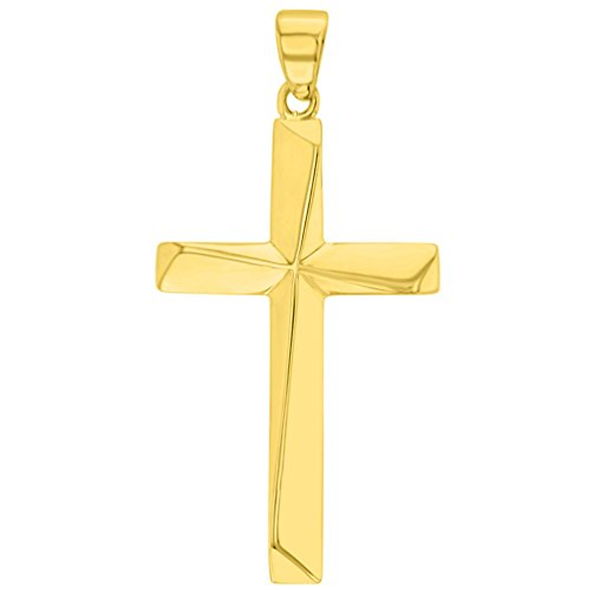 Jewelry America Solid 14K Yellow Gold Elegant Religious Plain Cross Pendant