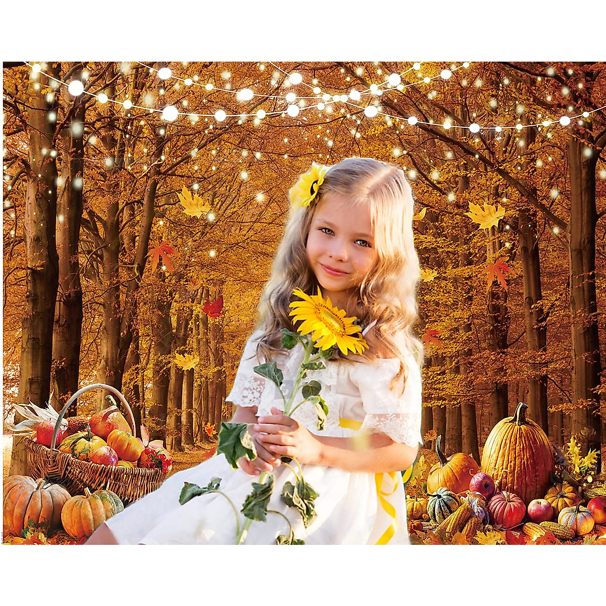 CYLYH 10x8ft Fall Photography Backdrop Autumn Maple Forest Leaves Pumpkin Party Background Thanksgiving Party Supplies Farm Harvest Event Banner Thanksgiving Photo Booth Props CY579