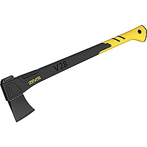 LEXIVON V28 Chopping Axe, 28-Inch Lightweight Fiber-Glass Composite Handle & Ergonomic TPR Grip | Protective Carrying Sheath Included (LX-V28)