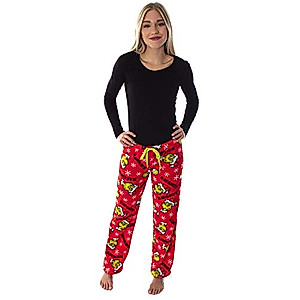 Dr. Seuss Juniors The Grinch Naughty Soft Touch Fleece Plush Pajama Pants Red