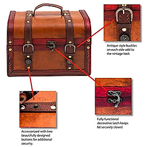 Trademark Innovations 10" Wood and Leather Decorative Chest, Brown