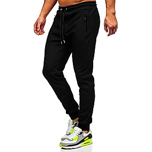 BUXKR Mens Casual Joggers Sweatpants for Jogging,Running or Athletic activities,Black,M