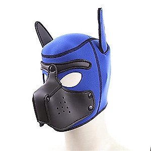 OnundOn Doggy Mask Halloween Hood Puppy Mask for Cosplays Masquerade (Blue)