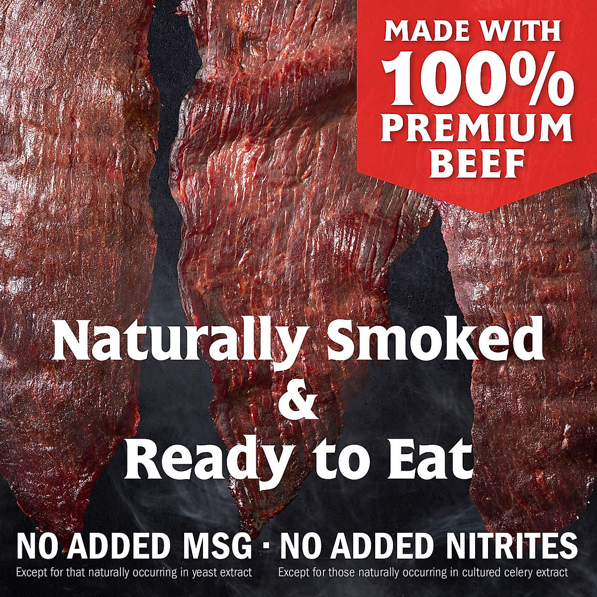 Jack Link's Steak Strips, Beef Jerky, Original Flavor, Snack Bags, Extra Thick Cut Protein Snacks, Ready to Eat - 9g of Protein and 70 Calories Per Serving, Made with Premium Beef, 8 Ounce (Pack of 2)