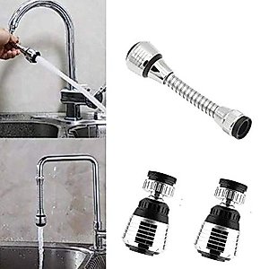 Kitchen Faucet Sprayer Extension Flexible 360 Degrees Swivel Sink Faucet Water Saver Pack With 2 Pc Water Tap (3 Pack)