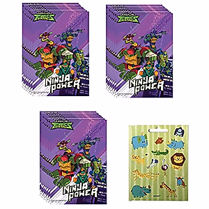 amscan TMNT Ninja Turtles Birthday Party Supplies Favor Bundle Pack includes 24 Party Favor Loot Bags