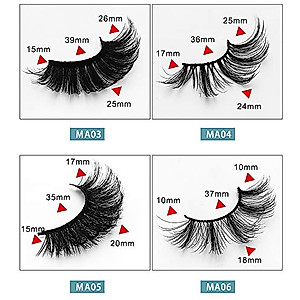 AMSDCN NEW 18pair Fluffy Lashes Mink Hair False Eyelashes 20mm-25mm 3d Lashes Dramatic Long Messy Natural Lashes Makeup Mink Eyelashes (MA03)