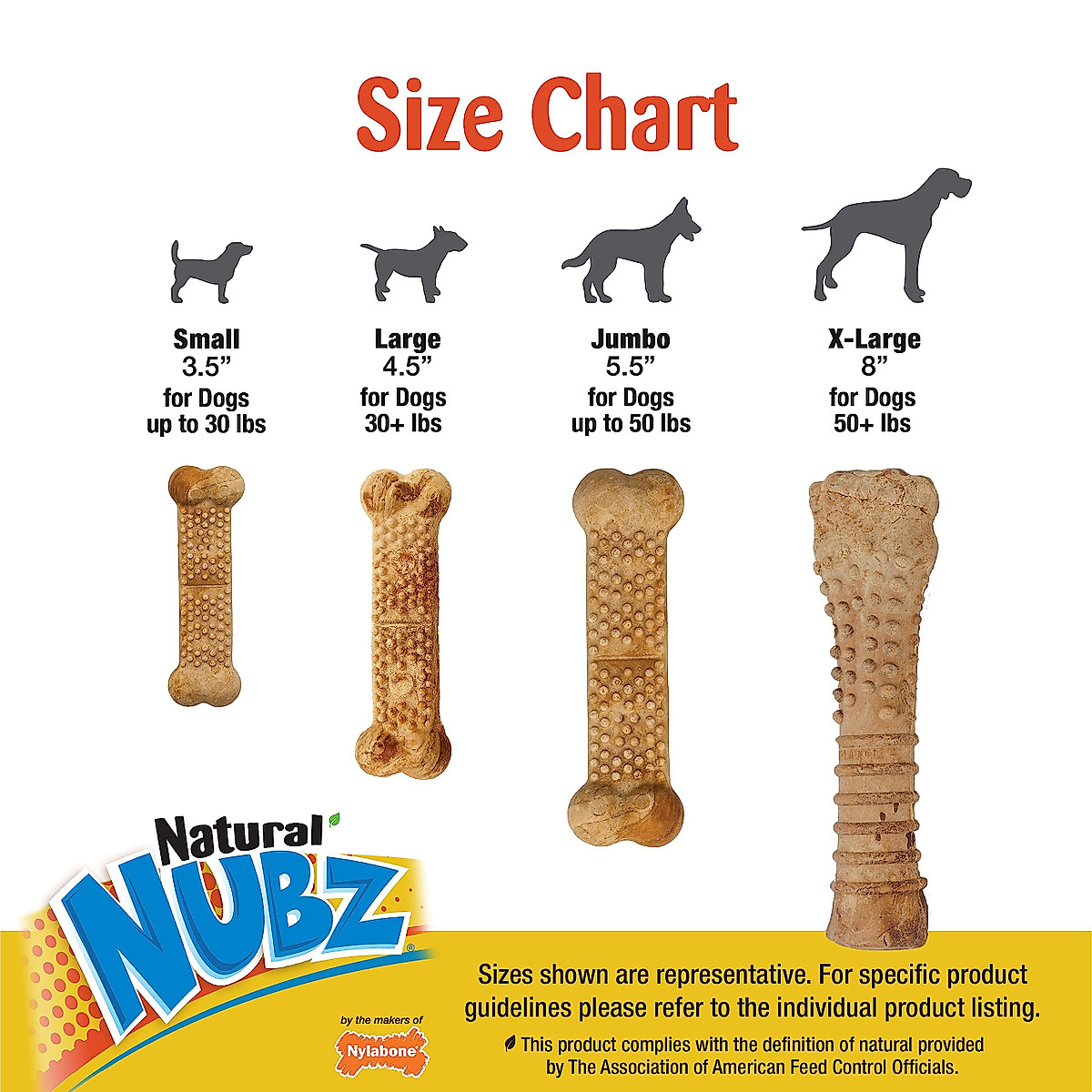 Nylabone Nubz Wild Natural Edible Chew Treats for Dogs, Made in USA, Bison Flavor, Large - Up to 50 lbs. (2 Count)