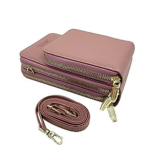 Crossbody Phone Wallet Bag - Cellphone Shoulder Purse, Mini Credit Card Holder for Women Girl Teenager Large Capacity,Pink,H331