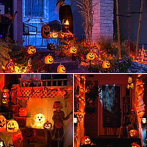 POTIVE Orange Halloween Lights, 2 Pack Each 75.5Ft 200 LED Orange String Lights Outdoor, 8 Modes Solar Orange Lights for Thanksgiving Yard Tree Fall Christmas Halloween Decoration