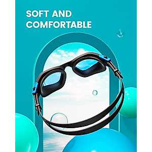 YAKAON Kids Swim Goggles 6-14, Wide View and Clear Vision Underwater, Non-Polarized Clear Lenses, Anti-Fog, UV Protection, & Leak-Proof Seal for Boys/Girls in Pools or Openwater