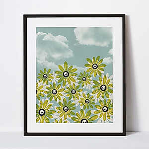 Skull flowers wall art print abstract floral poster unique home decor gift idea unframed (8x10" Print)