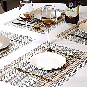 Sayopin Placemats, Placemats Set of 6, Woven Vinyl Placemats, Placemats for Dining Table, Place Mats Indoor, Easy to Wipe Clean Table Placemats, Washable Placemats for Everyday Use