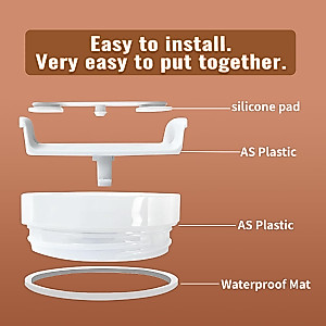 40 OZ Tumbler Lid Replacement, Replacement Lids Fit for Stanley Adventure Quencher Travel Tumbler 40 OZ, Spill Proof Splash Resistant Tumbler Covers for Stanley Replacement Lid (2 Pack,White)