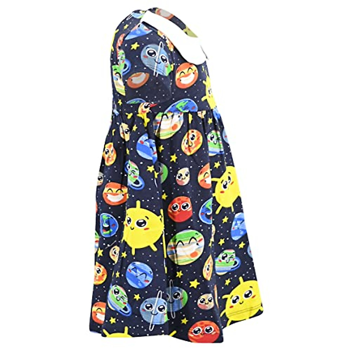 Unique Baby Girls Outer Space Back to School Skater Dress (5Y, Navy Blue)