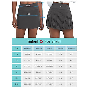 BALEAF Women's Pleated Tennis Skirts High Waisted Lightweight Athletic Golf Skorts Skirts with Shorts Pockets Gray Medium