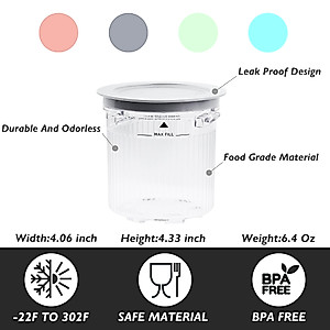 Wiselet 16 Oz Pint Containers 4 Pack, Compatible with Ninja NC100&NC200 Series Creami Ice Cream Maker, Dishwasher Safe, BPA FREE, Leak Proof, Transparent,