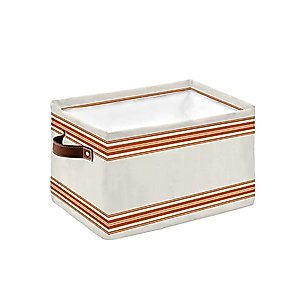 Storage Bins, Farmhouse Orange Stripe Storage Baskets for Organizing Closet Shelves Clothes Decorative Fabric Baskets Large Storage Cubes with Handles