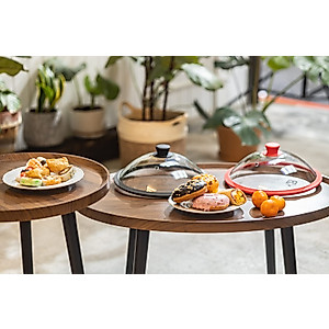 OEC Vented Splatter Guard Microwave Glass Cover with Easy-Grip Handle - 100% Food Grade Tempered Glass & BPA Free Silicone Rim. Compatible with Plates, Bowls and Meal Prep Containers, Dishwasher Safe