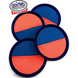 Matty's Toy Stop Deluxe Toss & Catch (Hook & Loop) Tropical Colors Paddle Game Set with 4 Paddles, 3 Balls & Storage Bag - Classic Outdoor Game, Perfect for The Beach, Backyard or in The House!