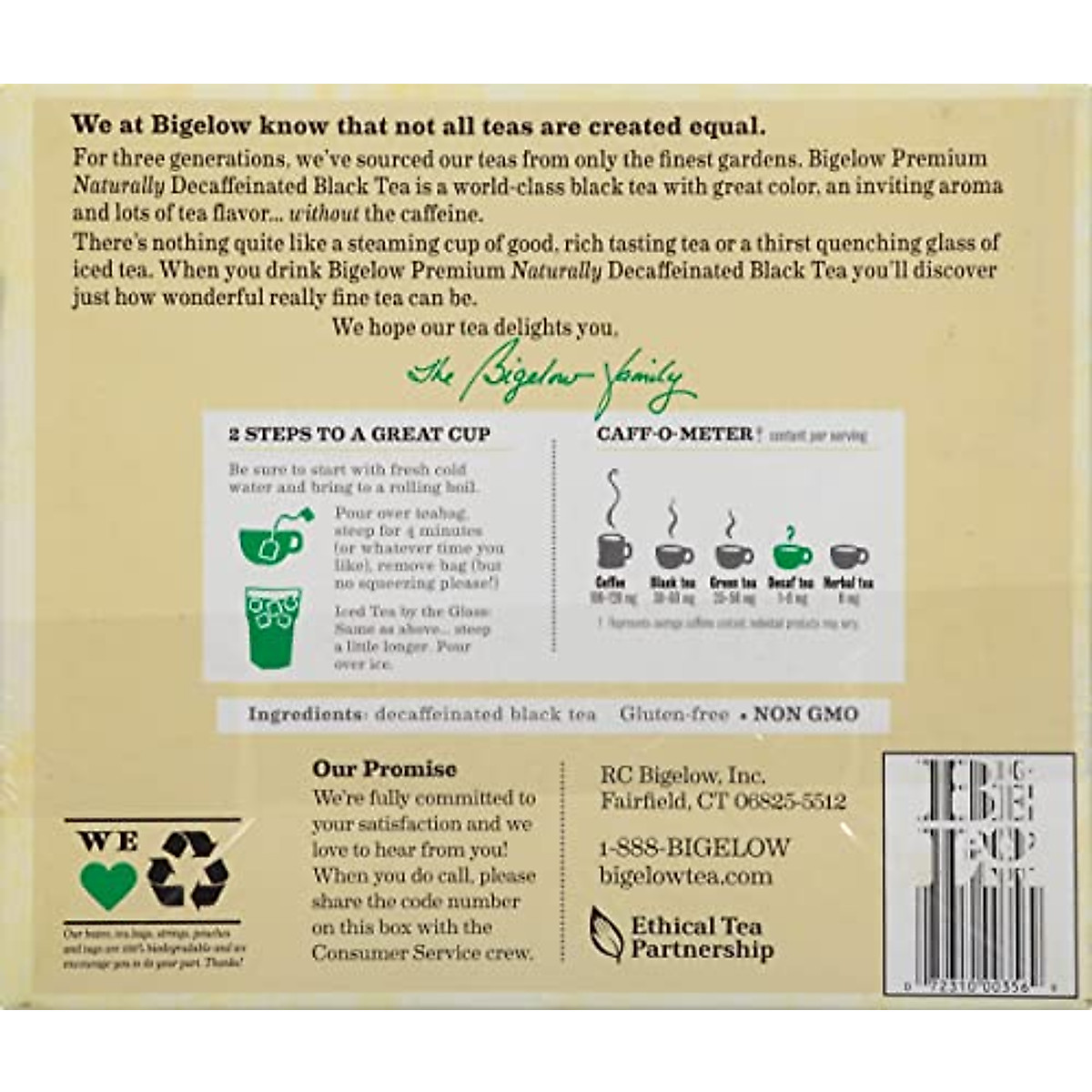 Bigelow 48 Count Premium Decaffeinated Blend Black Tea, Contains 48 Individually Wrapped Tea Bags, Decaf Tea