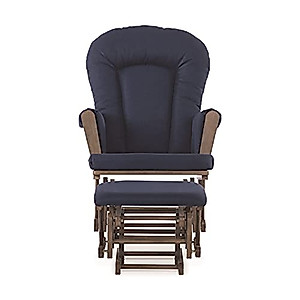 Forever Eclectic by Child Craft Tranquil Glider Rocker and Ottoman Set (Cocoa Bean/Navy Herringbone)