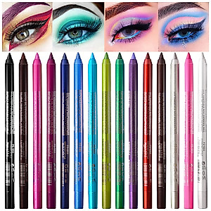 ADIMANIS 15 Colored Eyeliners Pen Set, Colour Eyeliner Pencils Pearl Eyeliner Kit Glitter Eye Liners for Women, Eye Shadow Pencil, Lip Liner, Professional Eye Makeup Set with Halloween Cosplay Makeup