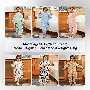 MICHLEY Flannel Baby Sleeping Bag Unisex Pajamas, Long Sleeve Zipper Wearable Sleeping Sack for Autumn Winter Boys Girls,Owl,5-6T, Size 130
