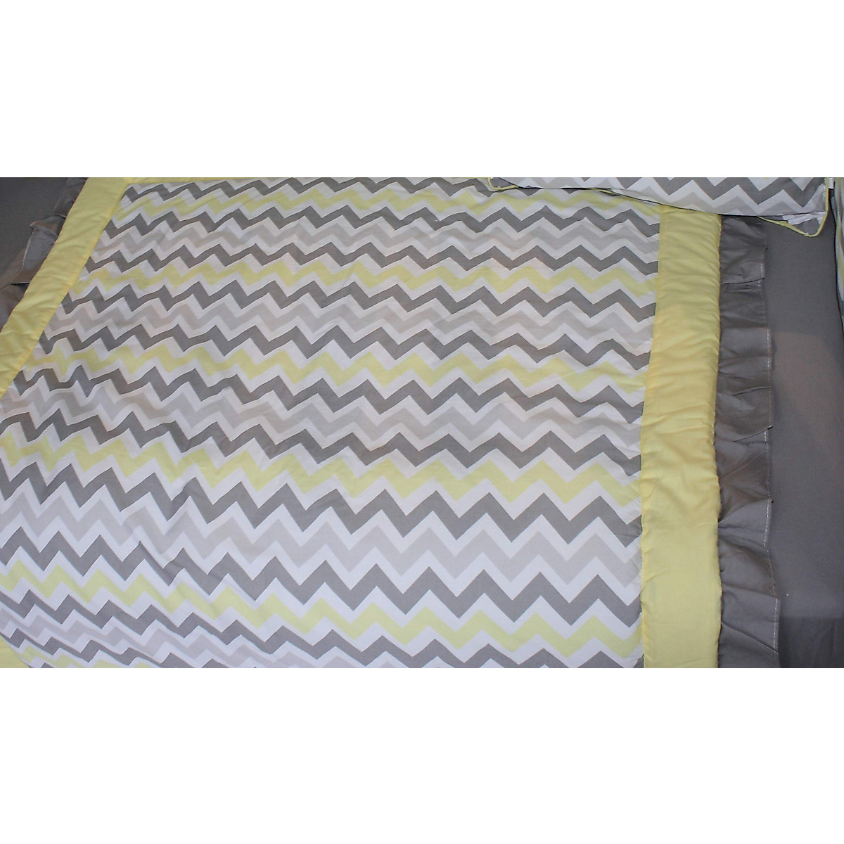 BabyFad Elephant Yellow Chevron 9 Piece Baby Crib Bedding Set 100% Cotton