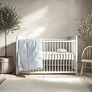 Continental Bedding Toddler Comforter, 100% White Goose Down Duvet Insert, Sleep Blanket with Cotton Shell, Fits Standard Crib, Toddler Bed, 39x47 Inches, White